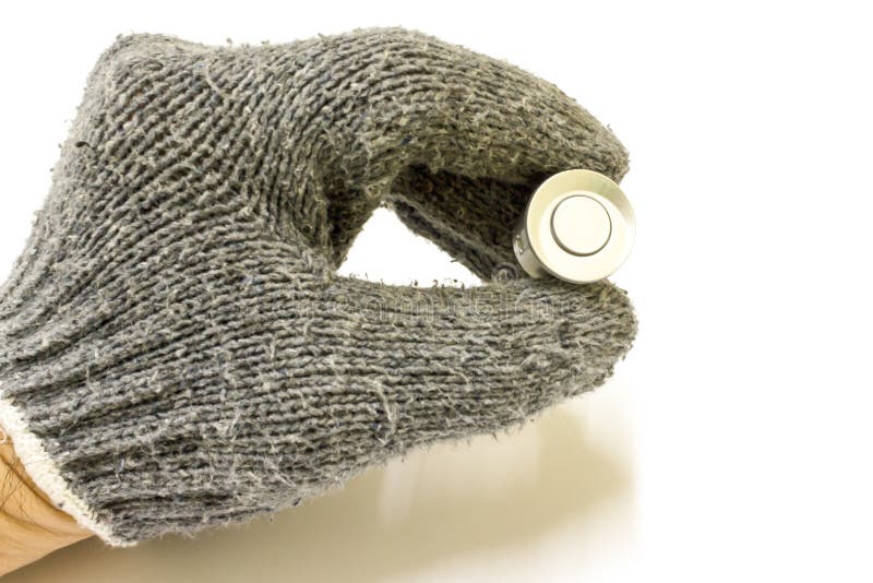 Hand with Two Sensor and Parking System Unit on White Background, Car ...