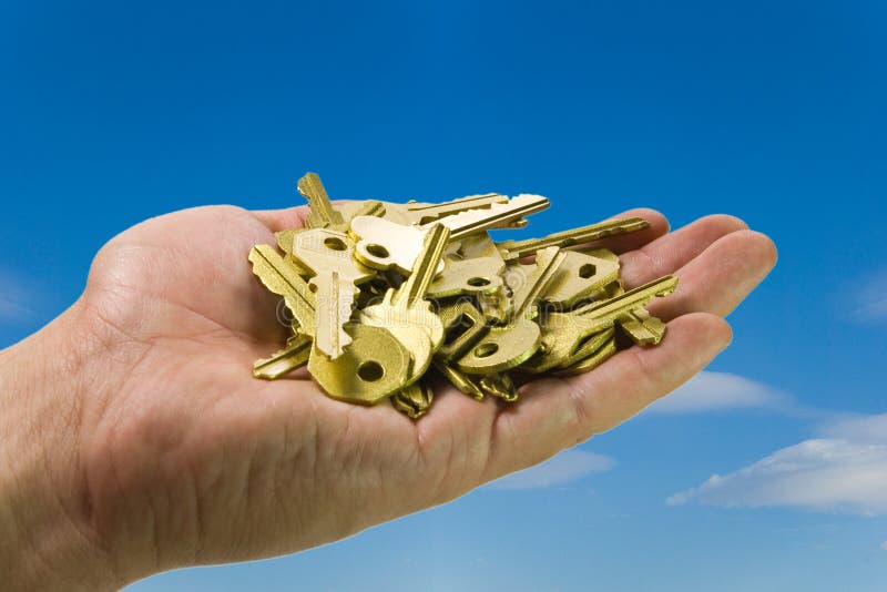 Hand Und Tasten Auf Himmel I Stockbild - Bild von geben, hell: 4897727