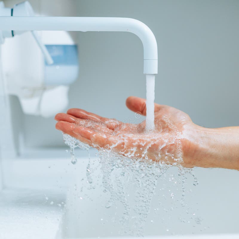 Hand Under the Faucet with Splashing Water Stock Image - Image of ...