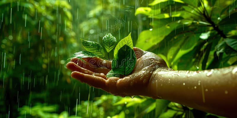 Hand under heavy rain stock image. Image of female, rainy - 332166935
