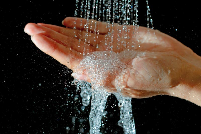 Hand Under the Stream of Water Stock Image - Image of clean, water ...