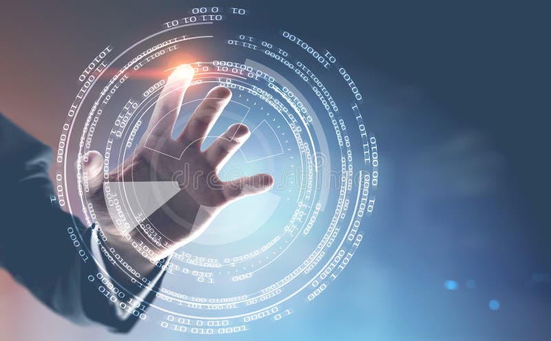 Eye Interacting with Futuristic HUD Display, Biometric Data, and ... Eye Interacting with Futuristic HUD Display, Biometric Data, and ...