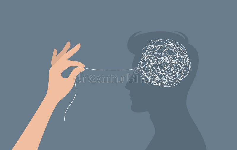 Hand Untangling a Tangle of Thoughts in a Man S Head. the Concept of ...