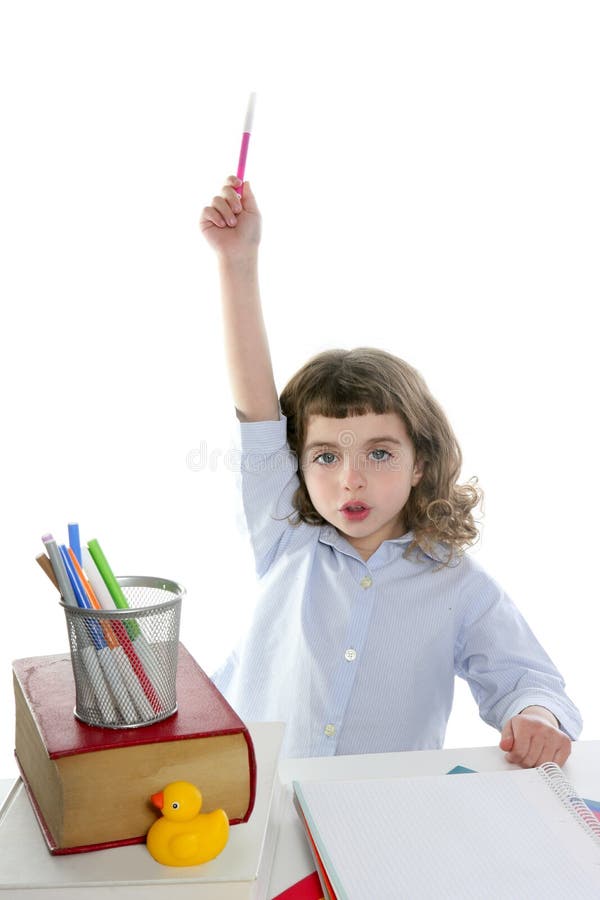 Female Pupil Hand Up Isolated Desk Stock Photos - Free & Royalty-Free ...