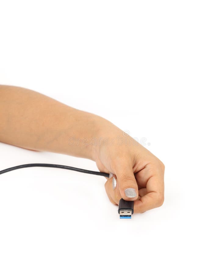 Hand with USB plug stock photo. Image of communication - 47504552