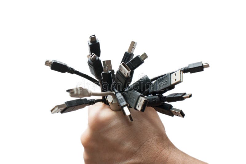 Hand with USB plugs stock photo. Image of hand, equipment - 135999620