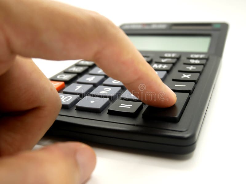 Hand Use Calculator Isolated on White Background Stock Photo - Image of ...