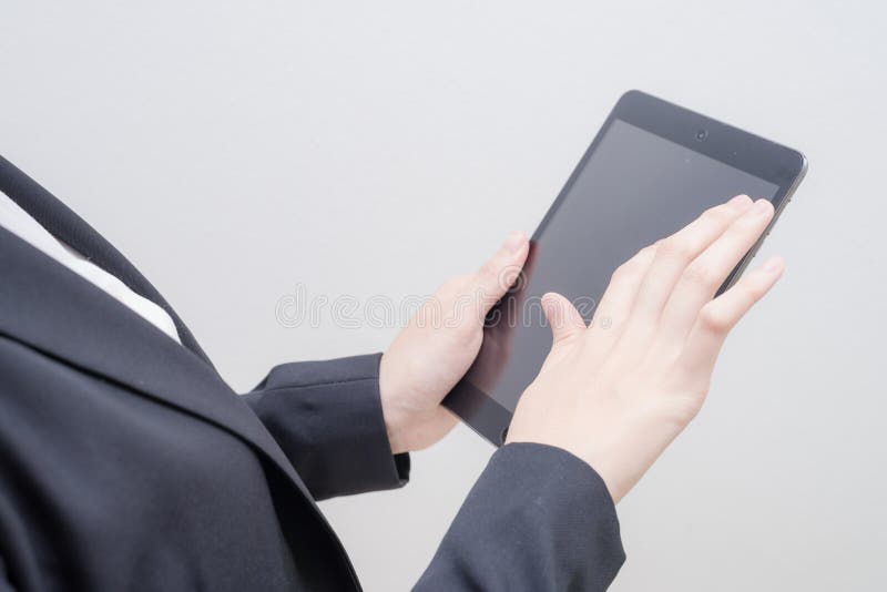 Hand use computer tablet stock photo. Image of tablet - 95876488