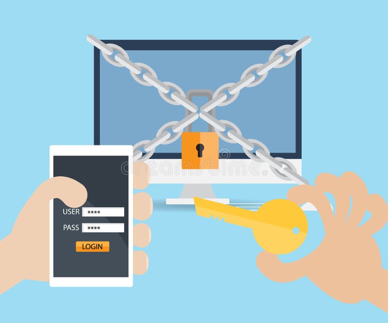 Locked Computer Vector stock vector. Illustration of locked - 197118381