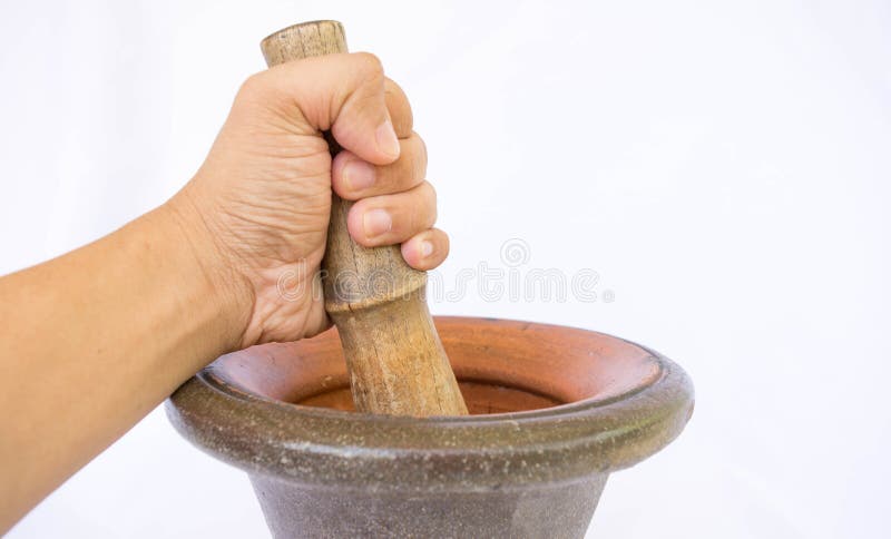 Hand use pestle pound stock image. Image of cuisine, wood - 42470563