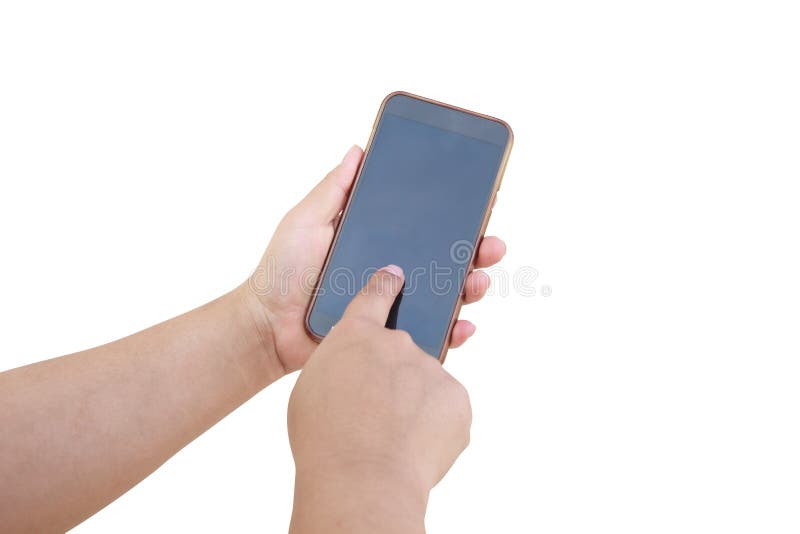 Hand Use Smart Phone Isolated Stock Image - Image of blank, message ...
