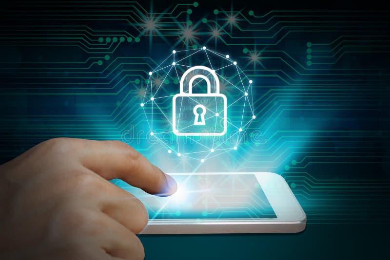 Hand Use Smartphone with Padlock Stock Illustration - Illustration of ...