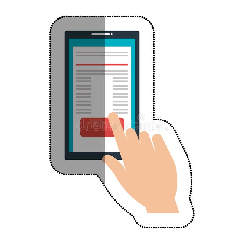 Hand User with Smartphone Device Isolated Icon Stock Illustration ...