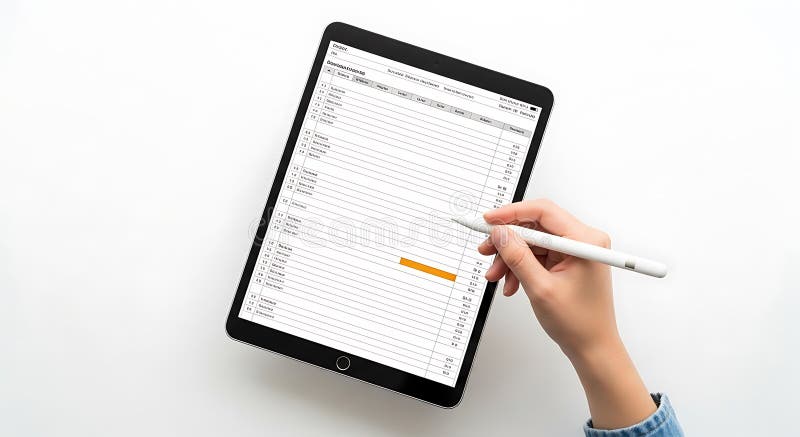 Working on Spreadsheet on Tablet with Stylus for Financial Data ...