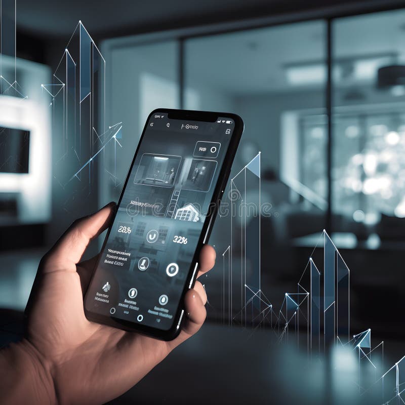 Hand Using an App on a Smartphone for Security and Control of Your Home ...
