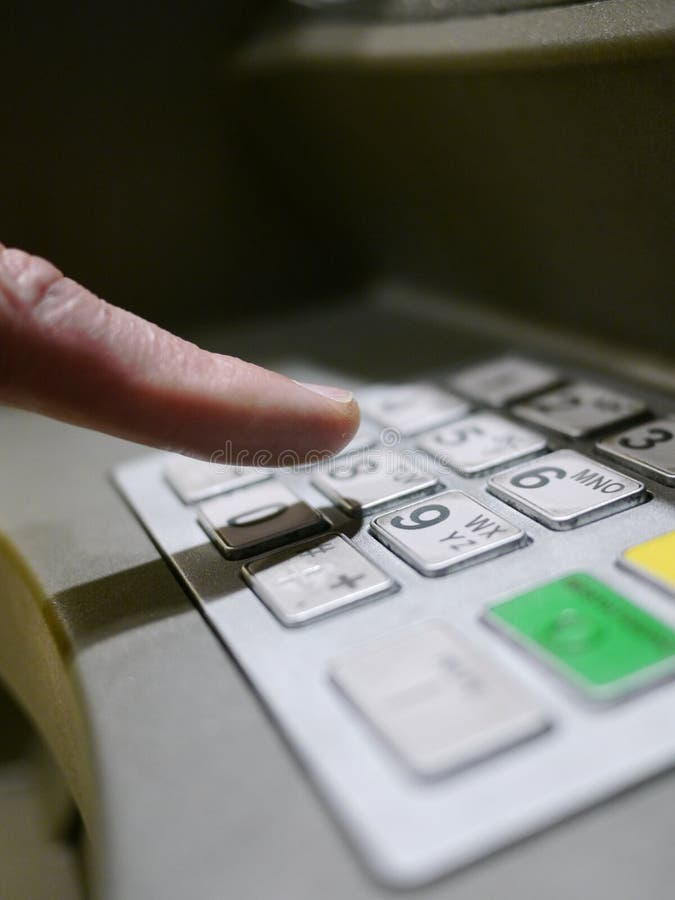 Hand Using ATM Keyboard stock image. Image of banking - 61342109