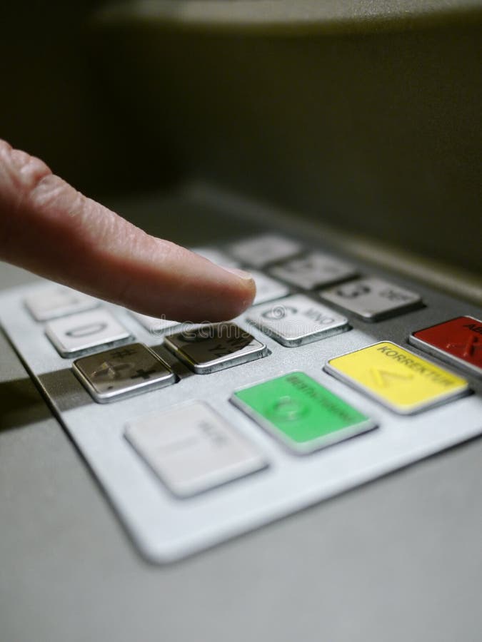 Hand Using ATM Keyboard stock photo. Image of cash, machine - 65712398