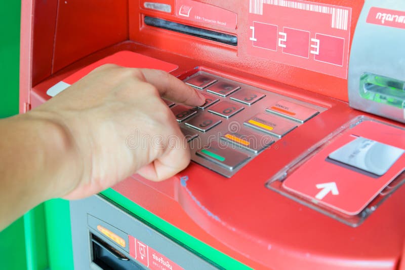 Hand using atm machine stock image. Image of person, services - 33355103