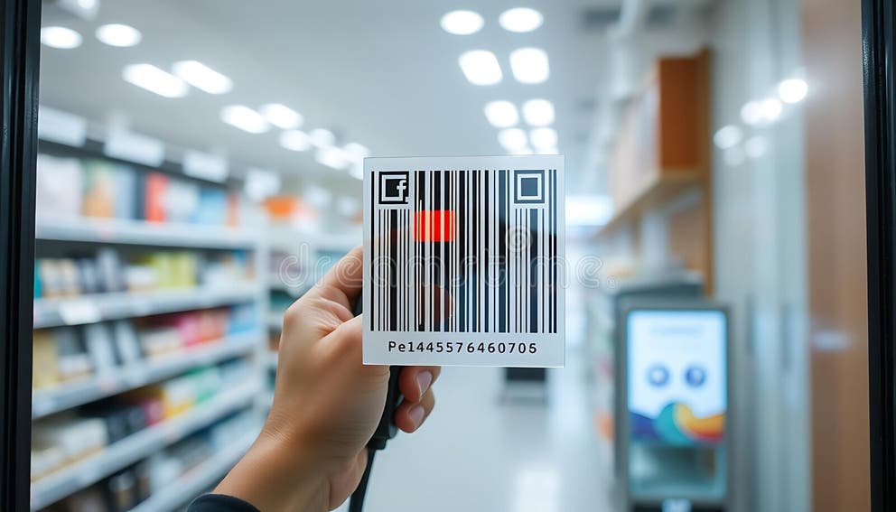 Hand Holding Barcode Scanner, Depicting Retail Technology and Inventory ...