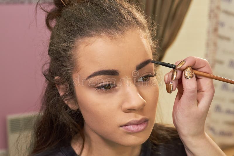 Hand Using Brow Brush, Makeup. Stock Photo - Image of beautician ...