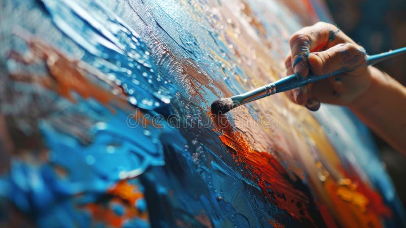 The Hand Painting on Canvas.AI Generated Image Stock Photo - Image of ...