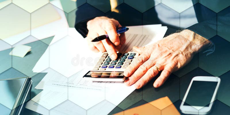 Hand Using Calculator, Accounting Concept, Geometric Pattern Stock ...