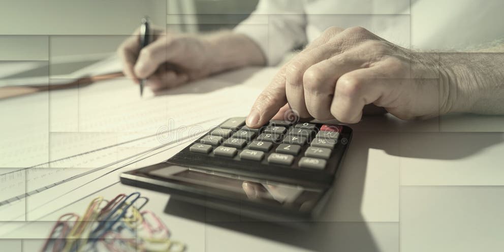 Hand Using Calculator, Accounting Concept, Geometric Pattern Stock ...
