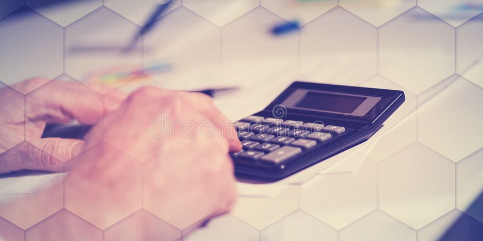 Hand Using Calculator, Accounting Concept, Geometric Pattern Stock ...