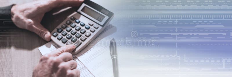 Hand Using Calculator, Accounting Concept; Panoramic Banner Stock Image ...
