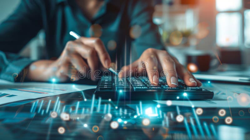 The Hand on the Calculator.AI Generated Image Stock Image - Image of ...