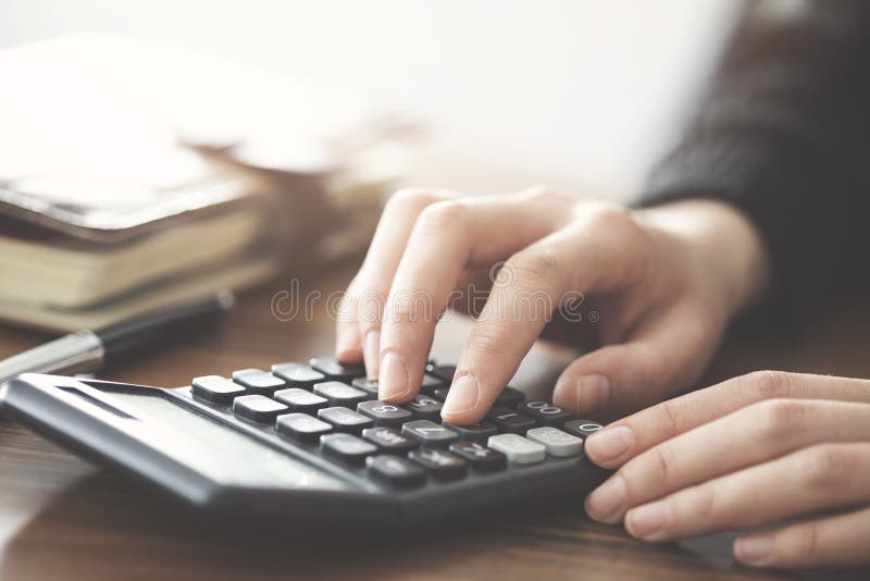 Hand Using Calculator on the Table Stock Image - Image of cost, finger ...