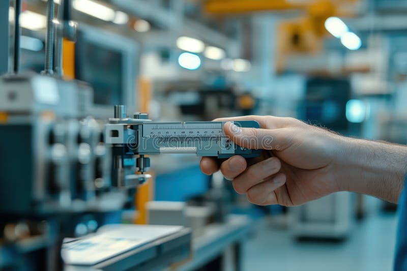 A Hand Using a Caliper To Measure Precision in an Industrial Setting ...