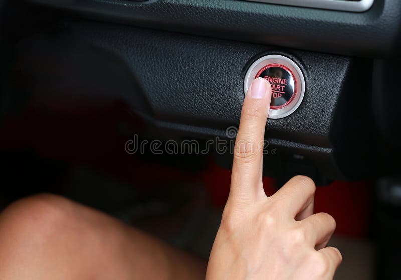 Hand Using Car Engine Start-stop Button Stock Image - Image of detail ...