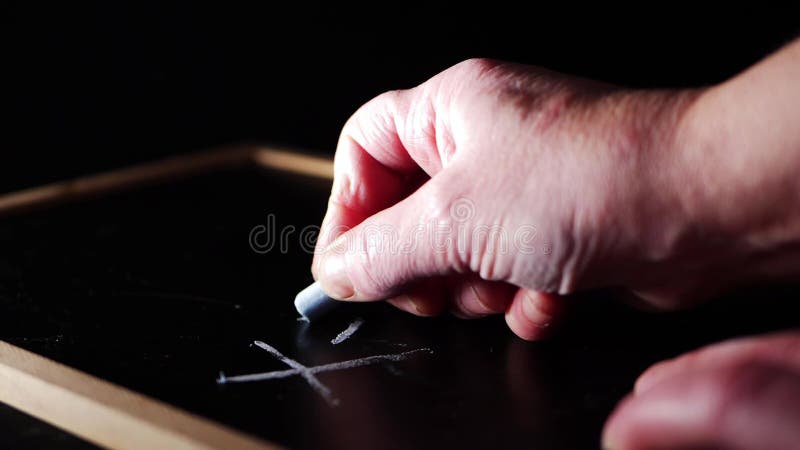 Hand Using Chalk To Draw on a Blackboard Stock Footage - Video of craft ...