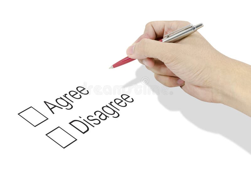 Hand Using a Classic Pen Decide To Choice Agree or Disagree Stock Photo ...