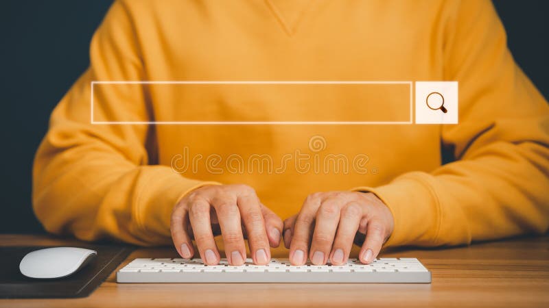 Hand Using a Computer Keyboard To Search for Information, Job Search ...