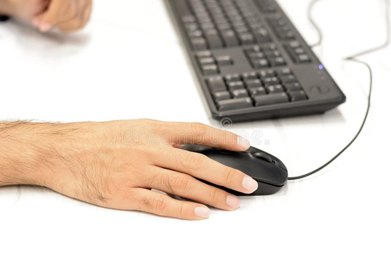Hand using computer mouse stock image. Image of keyboard - 49196869