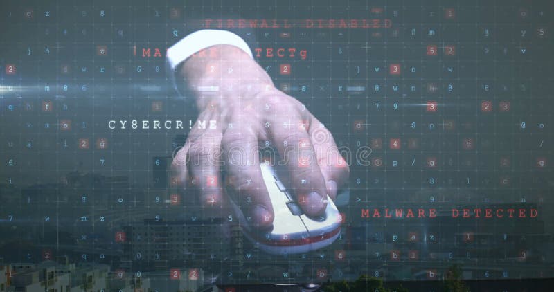 Hand Using Computer Mouse Over Cybersecurity Threat Detection Animation ...