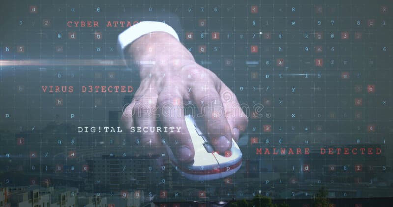 Hand Using Computer Mouse Over Cybersecurity Threat Detection Image ...