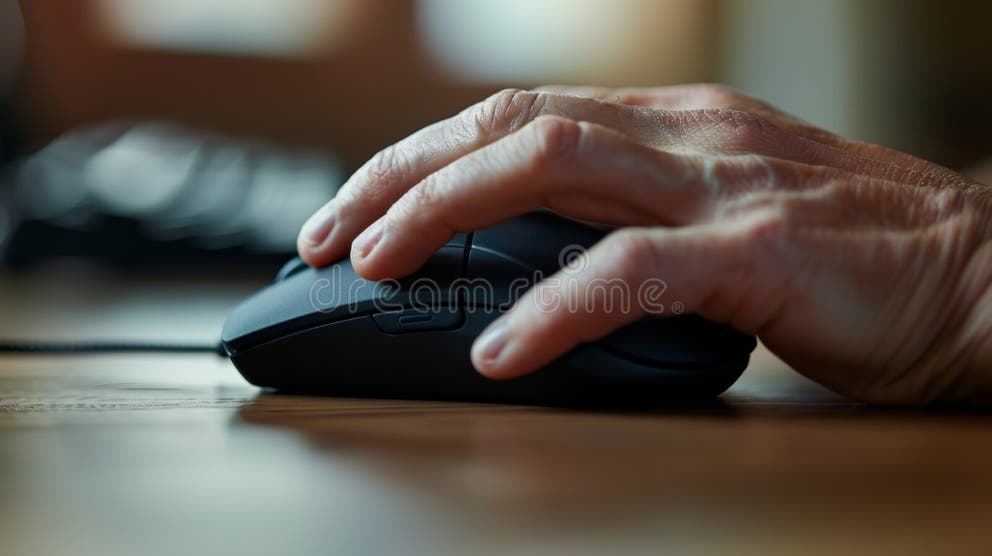 A Hand Using the Computer Mouse To Select and Copy Text Stock Photo ...