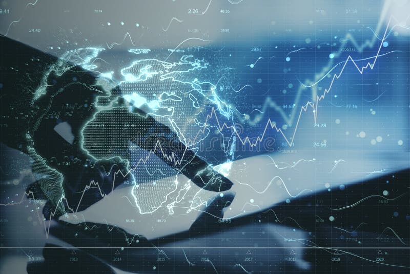 Hand Using Digital Laptop with Digital Earth Stock Photo - Image of ...