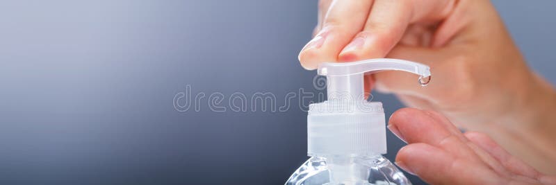 Hand Using Disinfectant Gel, Rub Alcohol Stock Image - Image of bottle ...