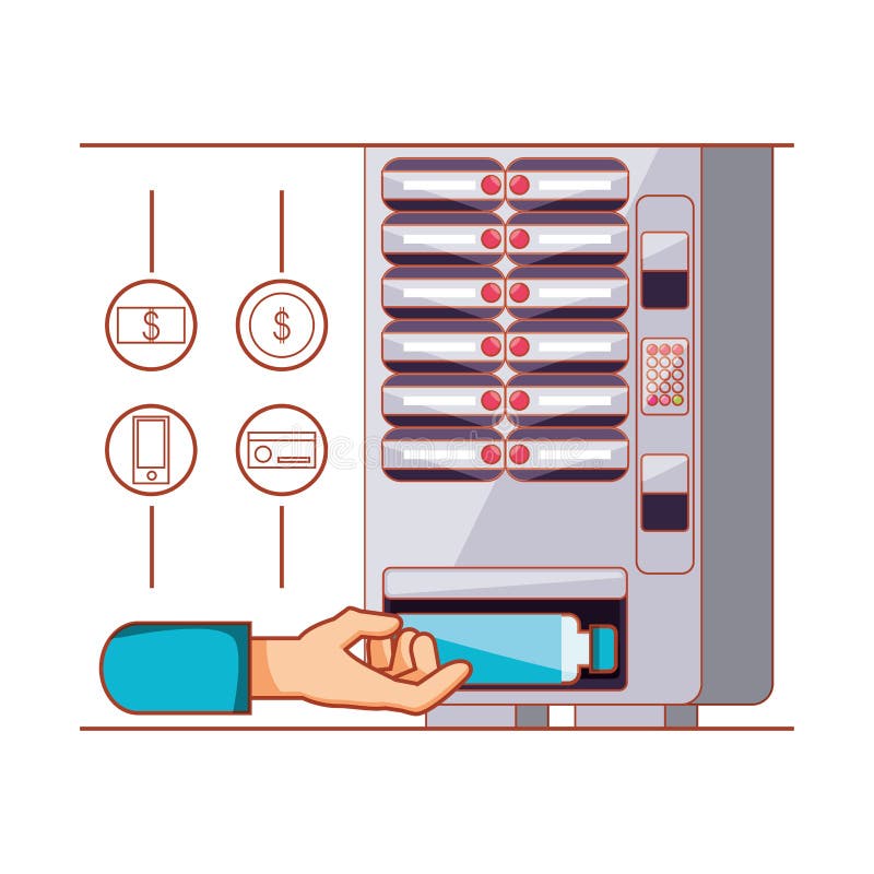Hand Using Dispenser of Beverage Machine Electronic Stock Vector ...