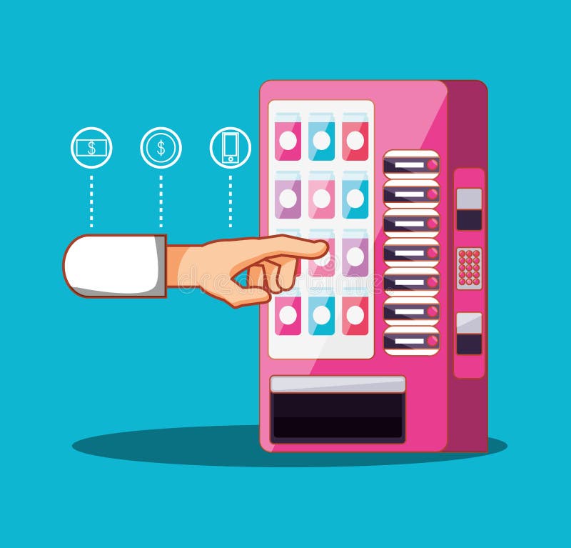 Hand Using Dispenser of Beverage Machine Electronic Stock Vector ...