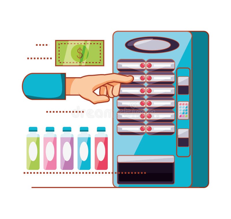 Hand Using Dispenser of Beverage Machine Electronic Stock Vector ...