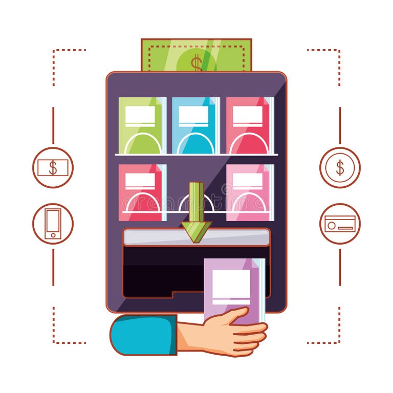 Hand Using Dispenser of Notebook Machine Electronic Stock Vector ...