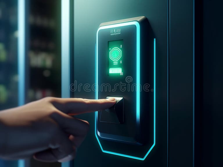 Hand Using Fingerprint, Scan for Smart Digital Door Locker, Ai ...
