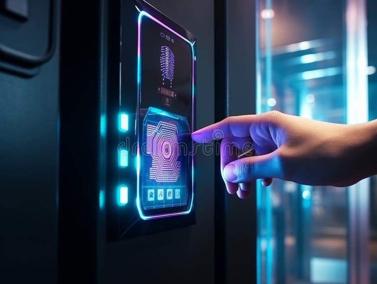 Hand Using Fingerprint, Scan for Smart Digital Door Locker, Ai ...