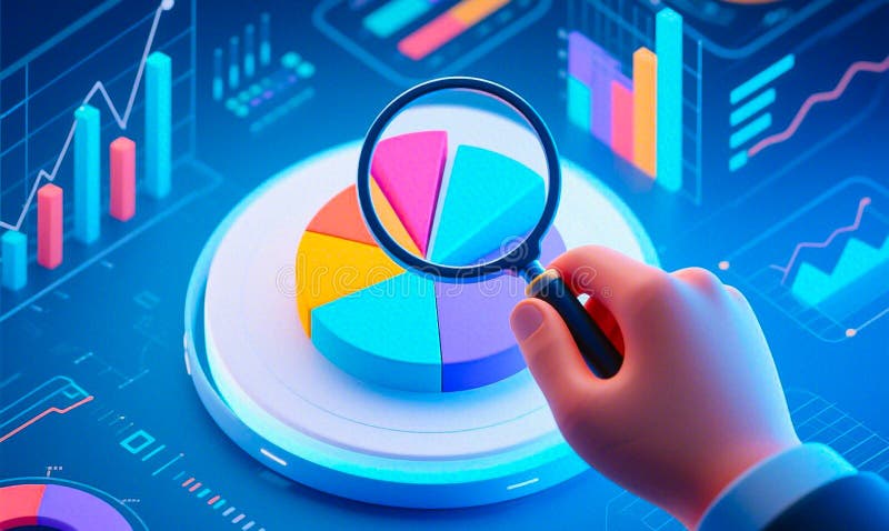 Hand Using Magnifying Glass To Analyze Data Visualization Stock Image ...