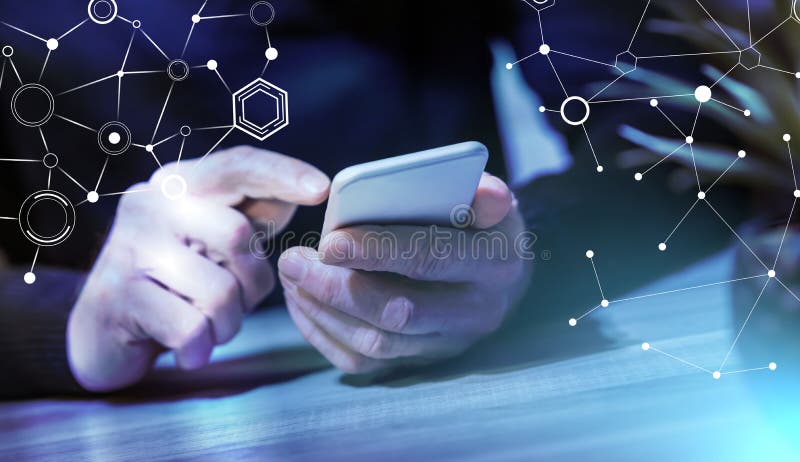 Hand Using Mobile Phone; Light Effect Stock Photo - Image of cellphone ...